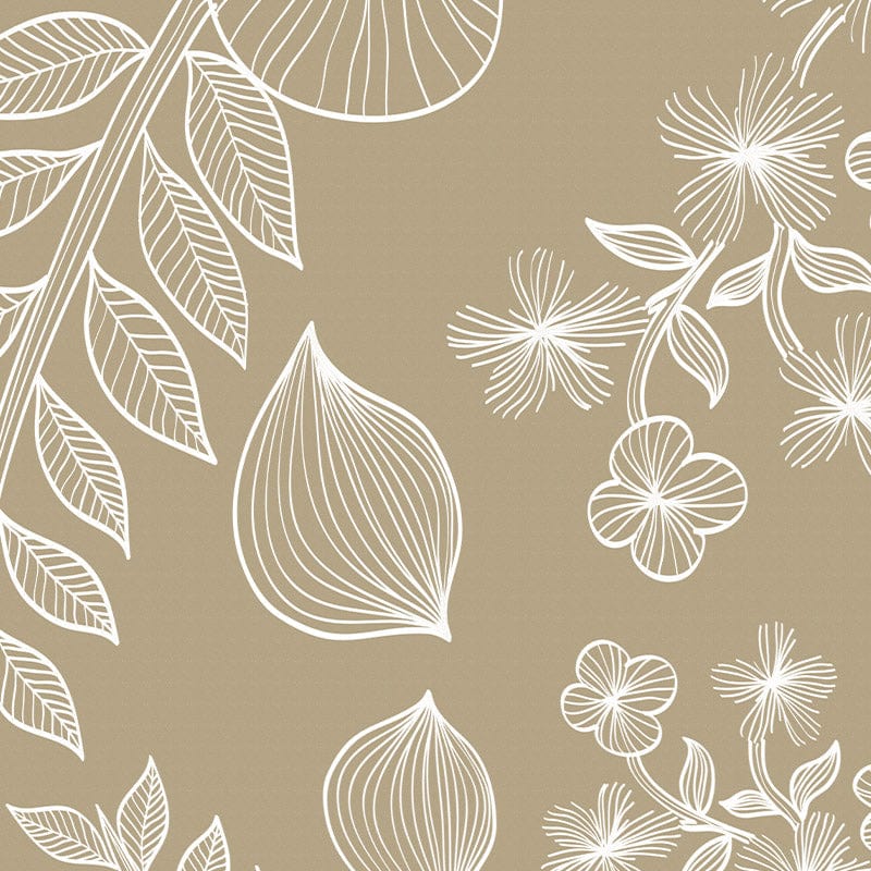 Line Flowers & Leaves Wallpaper Mural | Ever Wallpaper UK