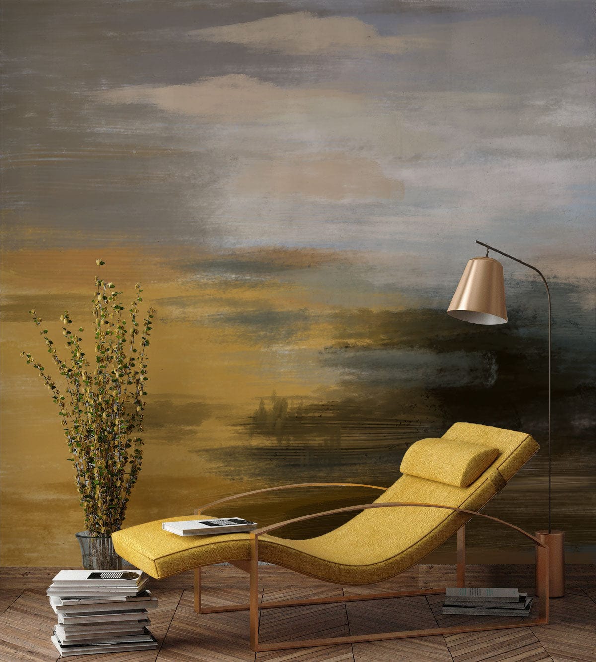 Abstract Earth Tone Sky Mural Wallpaper - Contemporary British Interior ...