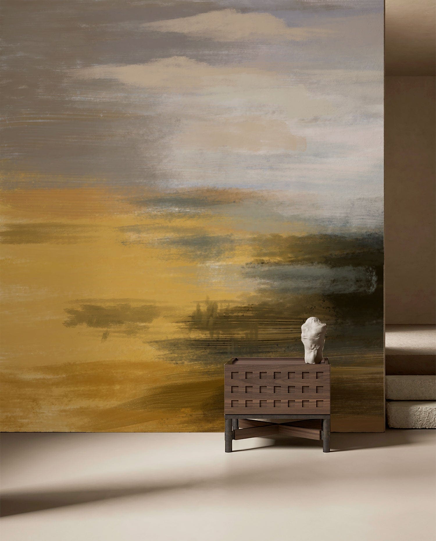 Abstract Earth Tone Sky Mural Wallpaper - Contemporary British Interior ...