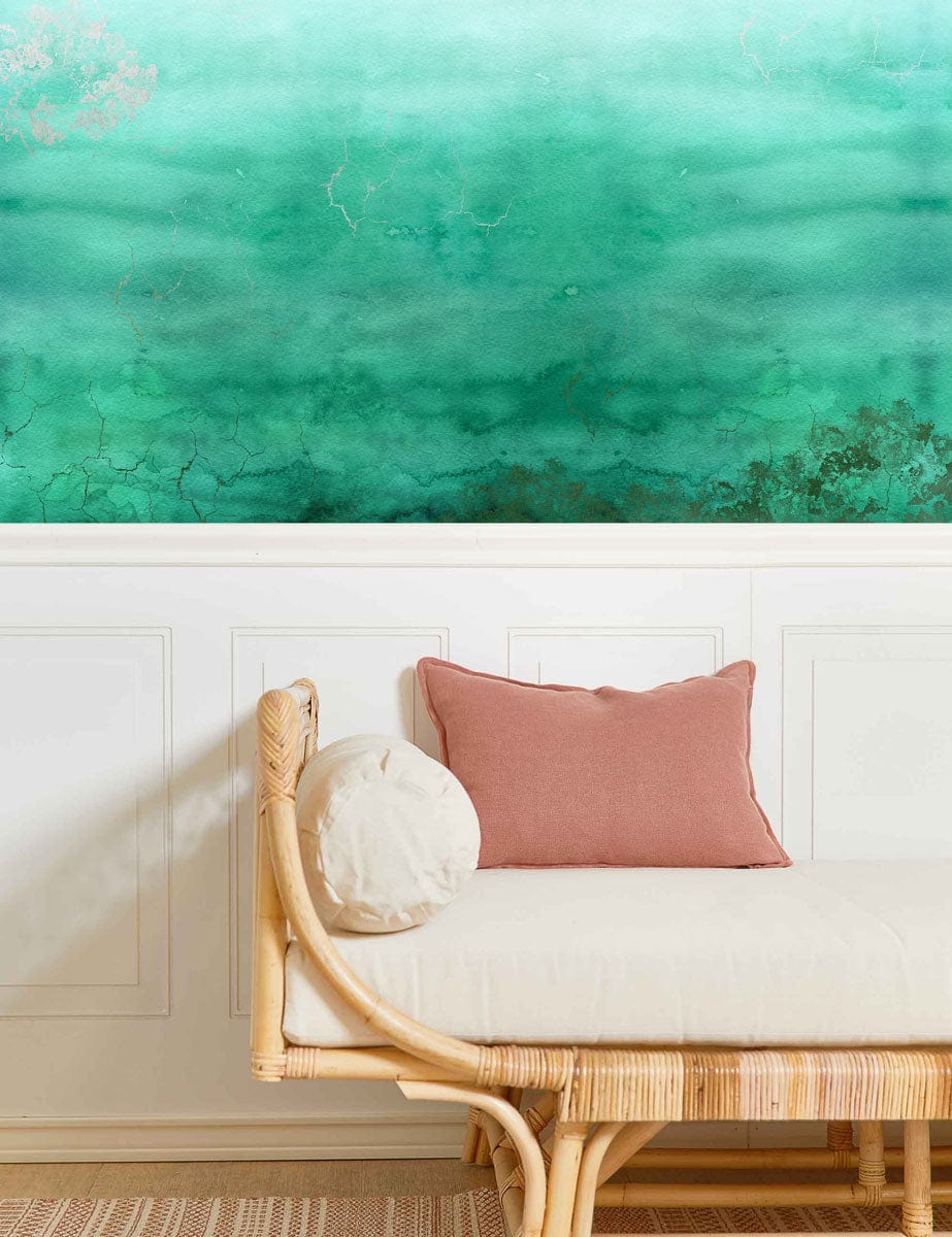 Watercolor Green Ink Wallpaper Mural Home Decoration Idea